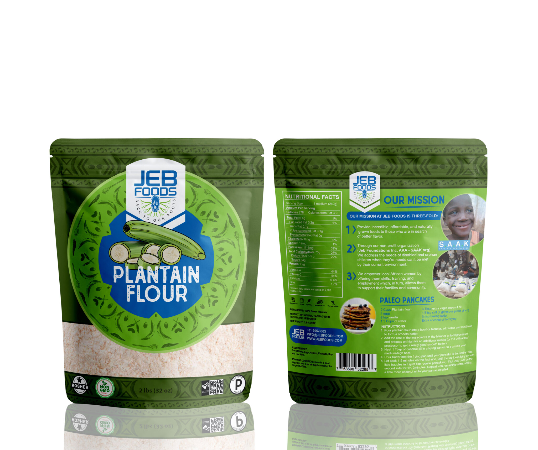 Plantain Flour 2lbs by Jeb Foods